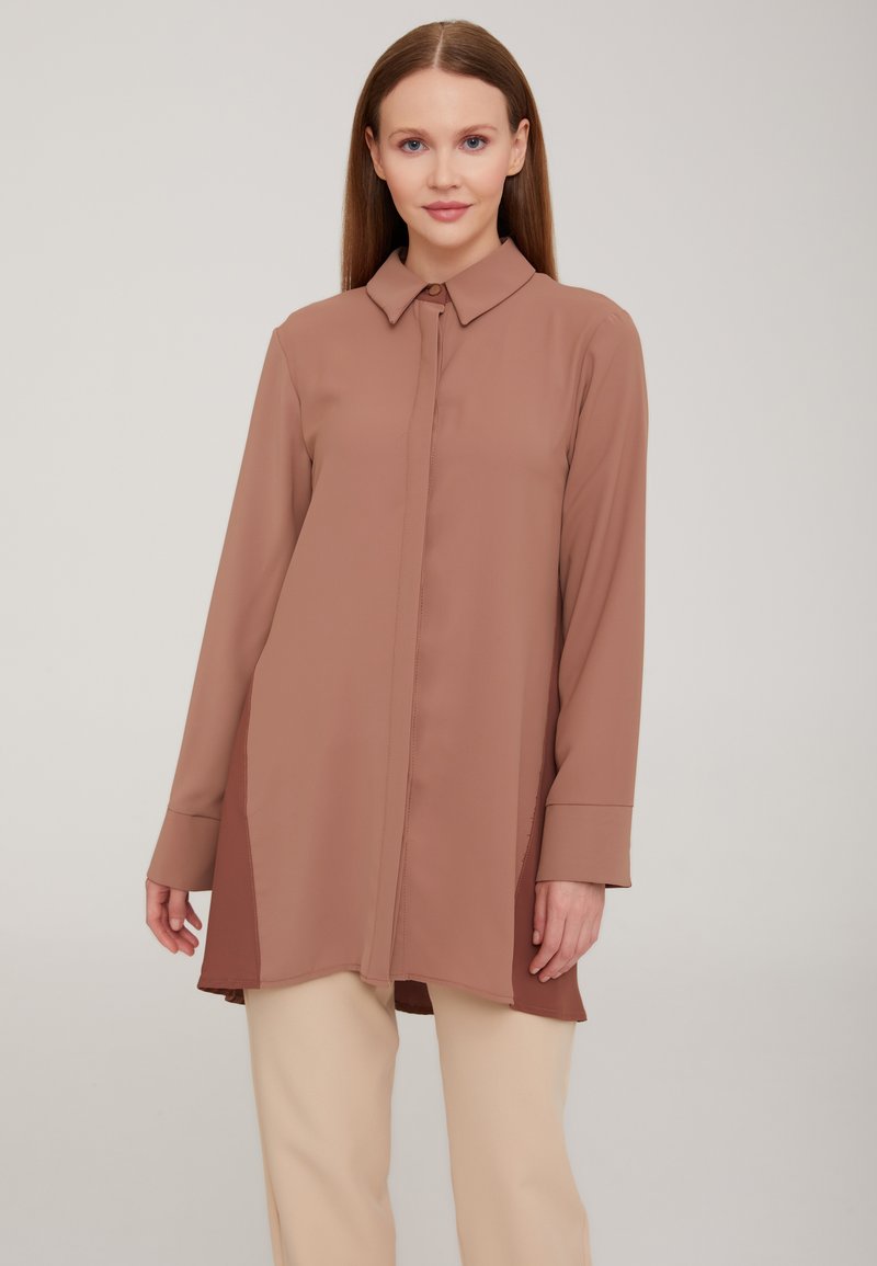 Armine BLOCK COLOR - Hemdbluse - dark brown/dunkelbraun - Zalando.de