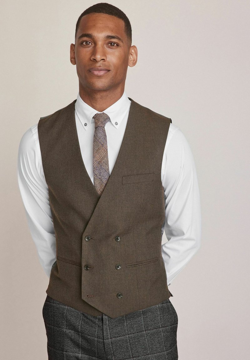 Next CHECK - Waistcoat - grey/brown/grey - Zalando.de