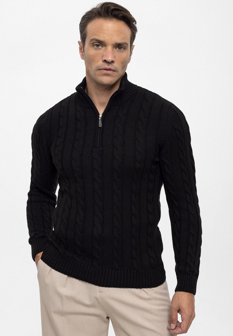 Felix Hardy CABLE HALF ZIPPER - Trui - black/zwart - Zalando.nl