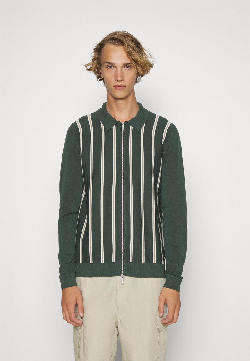 Selected Homme SLHMATTIS STRIPE ZIP CARDIGAN - Kofta - green/grön ...
