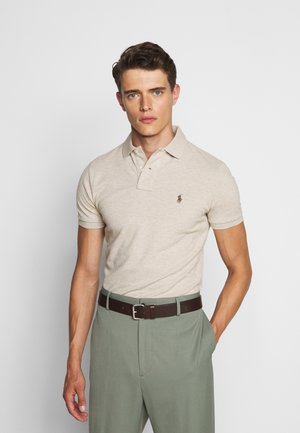 Polo Ralph Lauren CUSTOM SLIM FIT MESH POLO SHIRT - Poloshirt - expedition dune heather/sand ...
