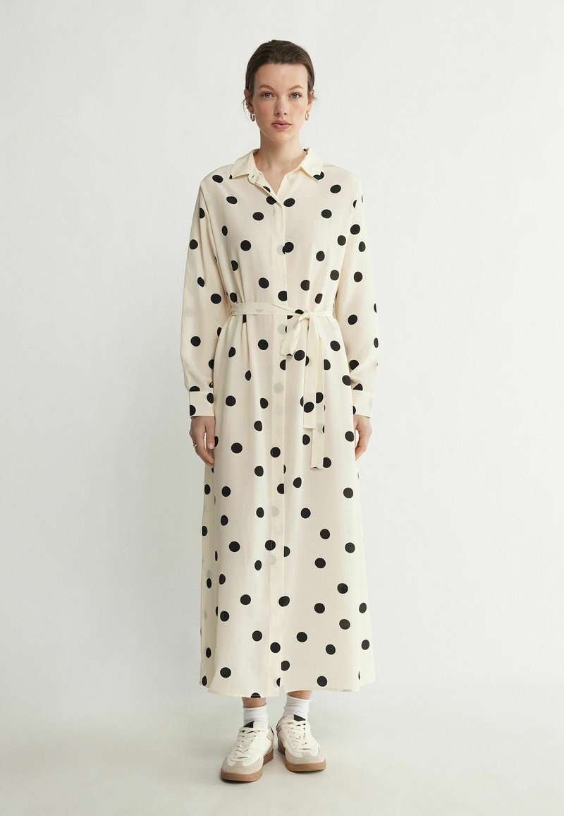 Falconeri Maxiklänning - natürlich black polka dot on butter groun ...