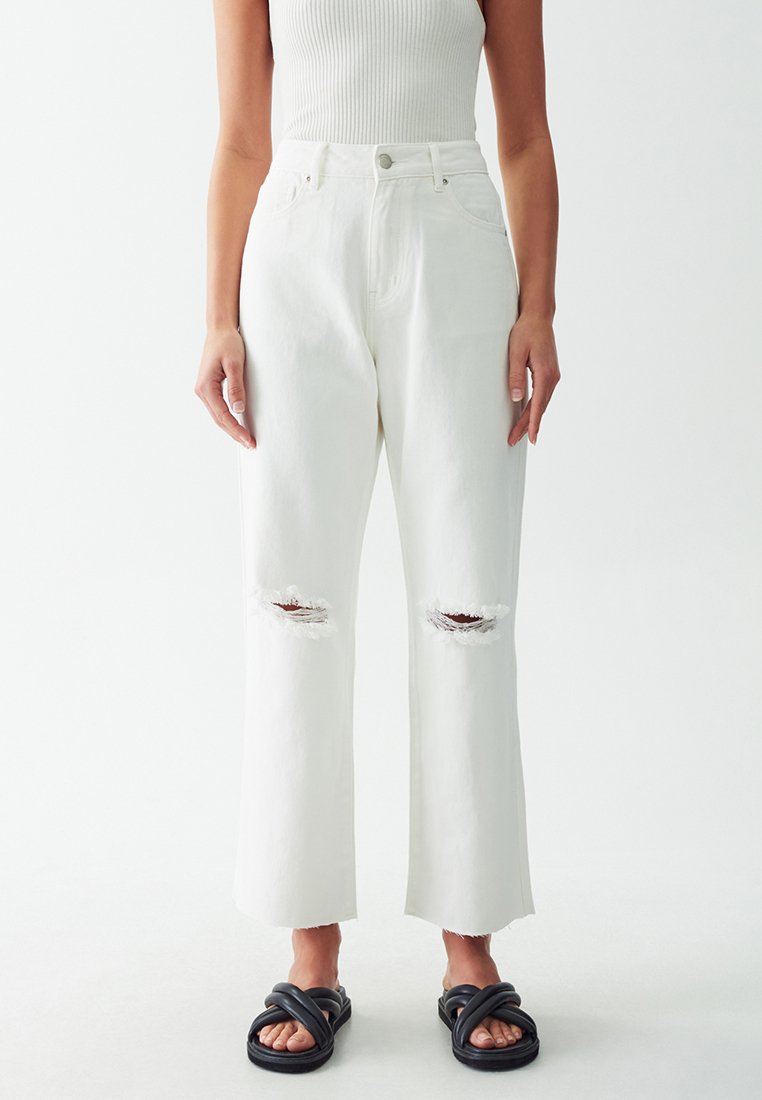 CALLI RIP - Jeans straight leg - white wash/vit - Zalando.se