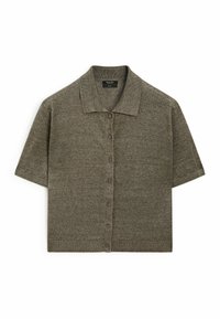 Massimo Dutti SHORT SLEEVE - Strickjacke - mottled brown/braun meliert ...