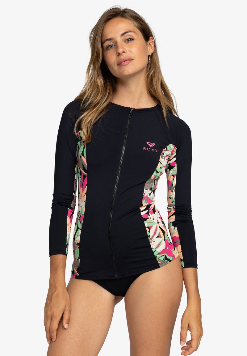 Roxy ZIP - Bikiniöverdel - anthracite palm song s/svart - Zalando.se