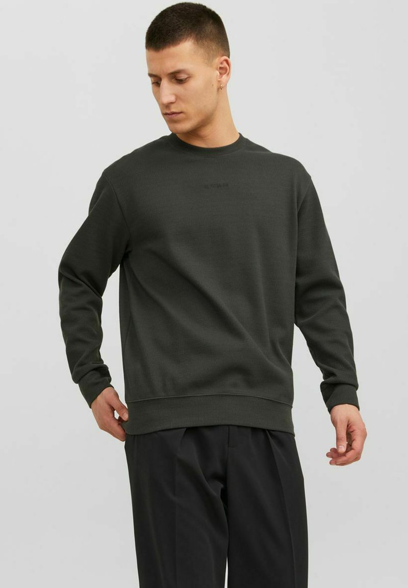 Jack & Jones PREMIUM STRUKTUR - Sweatshirt - black sand/schwarz ...