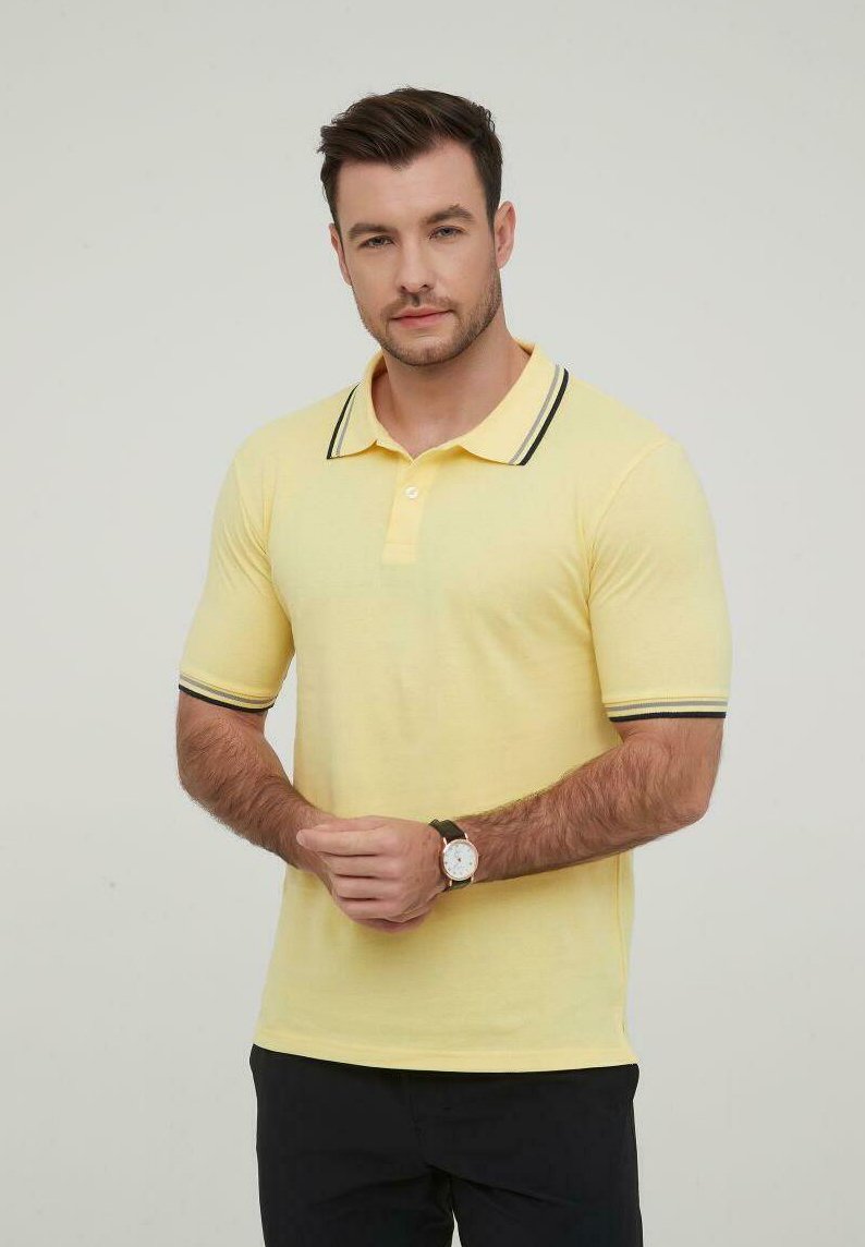Yves Enzo AVEC COL À LISERÉ - Polo - jaune/jaune clair - ZALANDO.FR