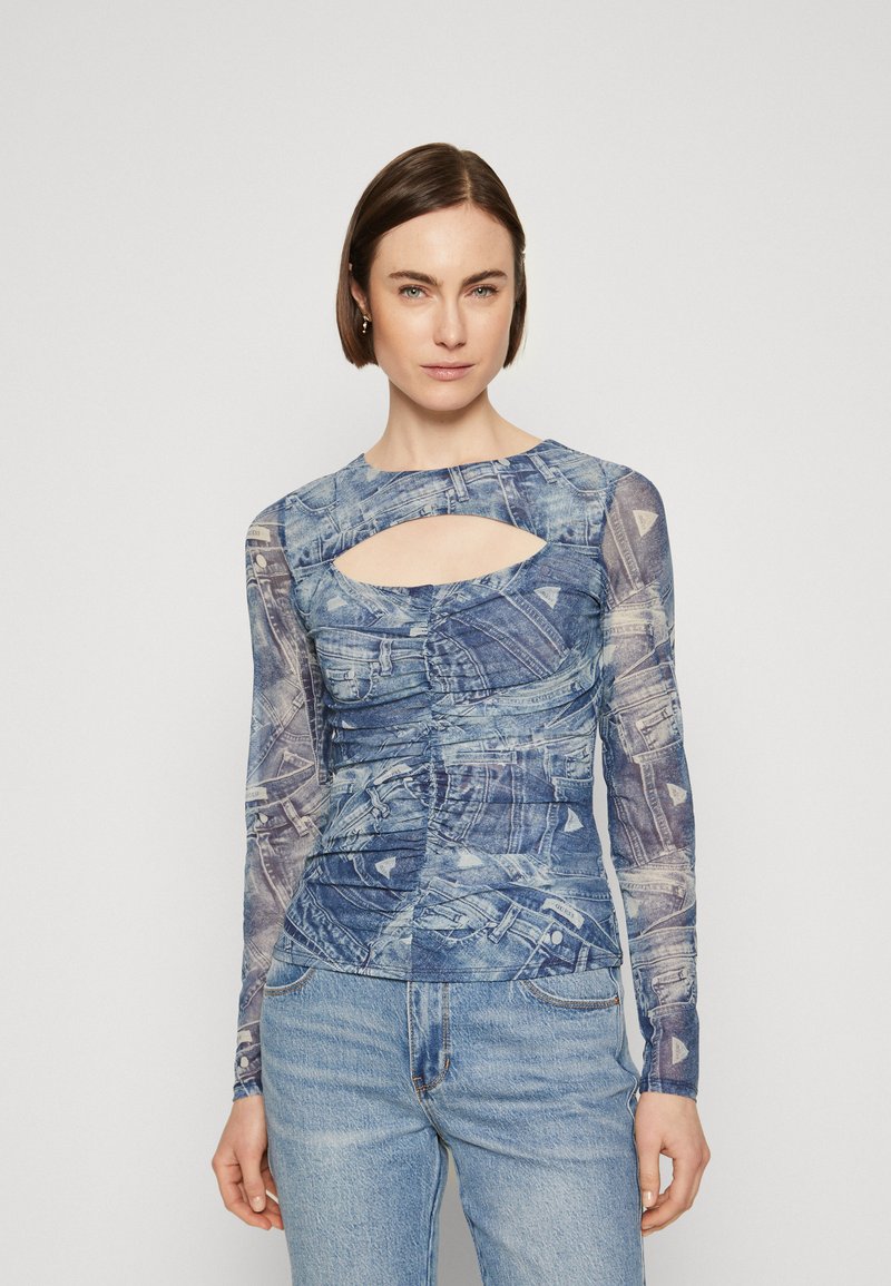 Guess CUT OUT BRIENNA - Topper langermet - dark-blue/mørkeblå denim ...