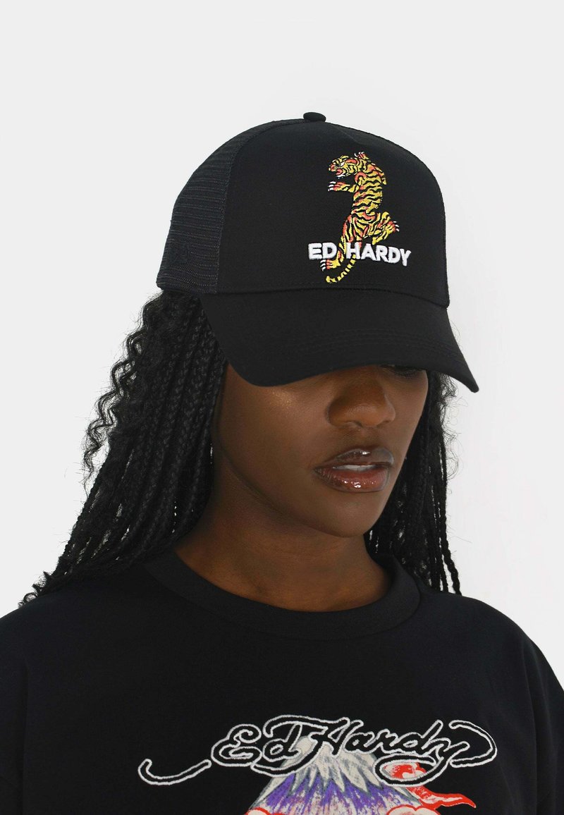 Ed Hardy TIGER STRIKE TWILL FRONT TRUCKER - Cap - black - Zalando.ie