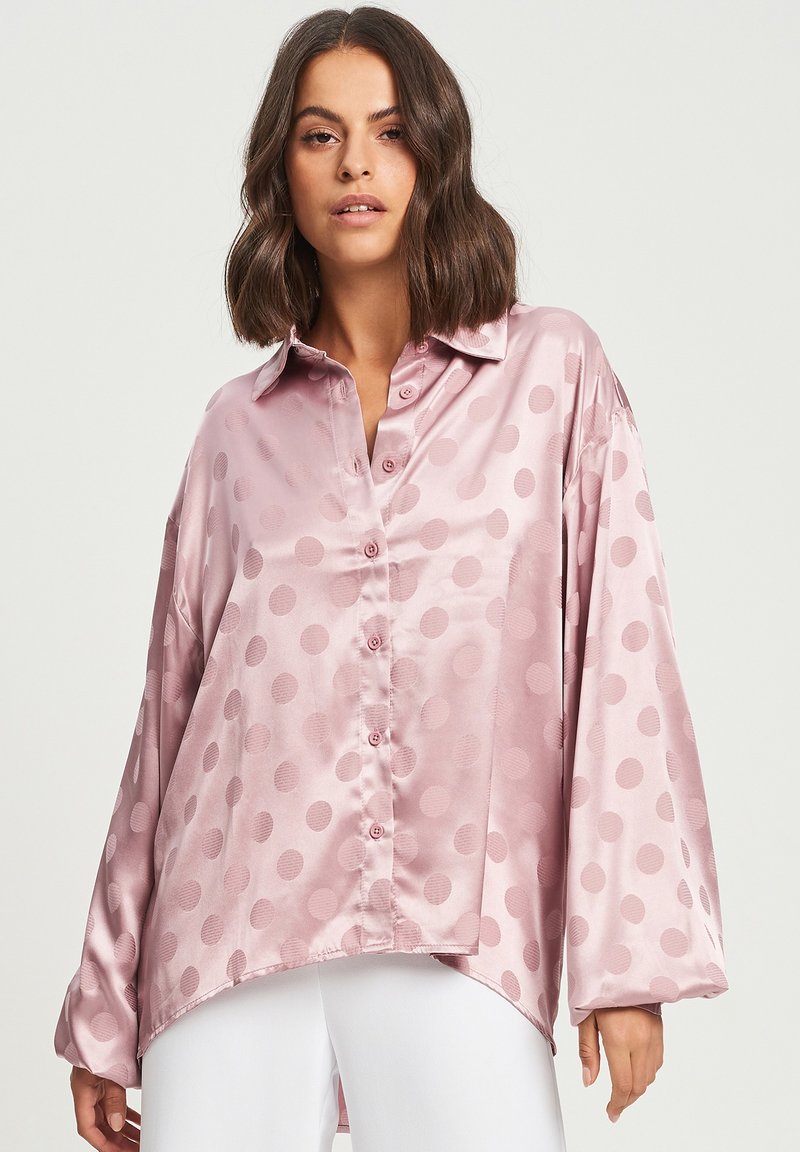 REUX RUSSO - Button-down blouse - dusty rose burnout spot/light pink ...