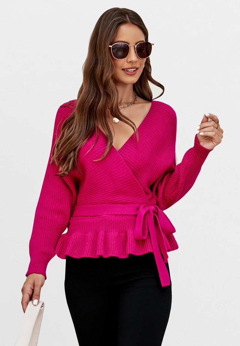 FS Collection FRILL HEM WRAP - Cardigan - magenta/pink - Zalando.de