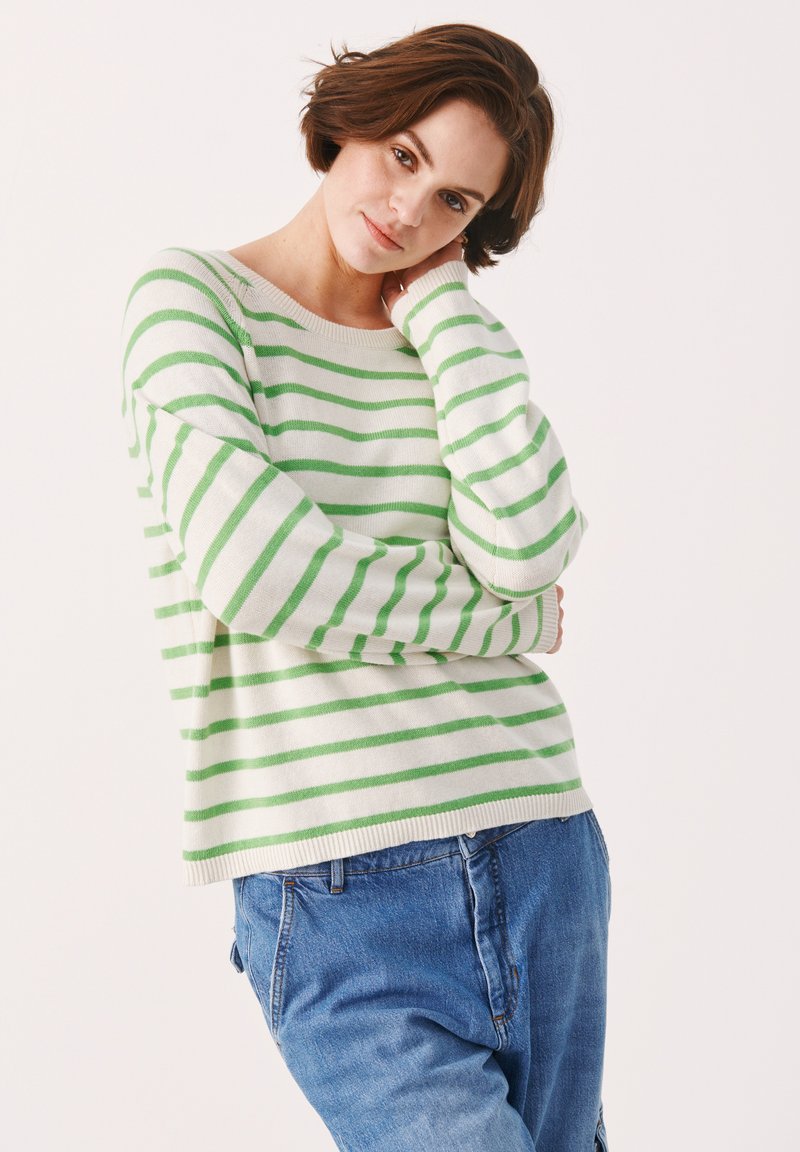 Part Two NIELAN - Stickad tröja - grass green stripe/ljusgrön - Zalando.se