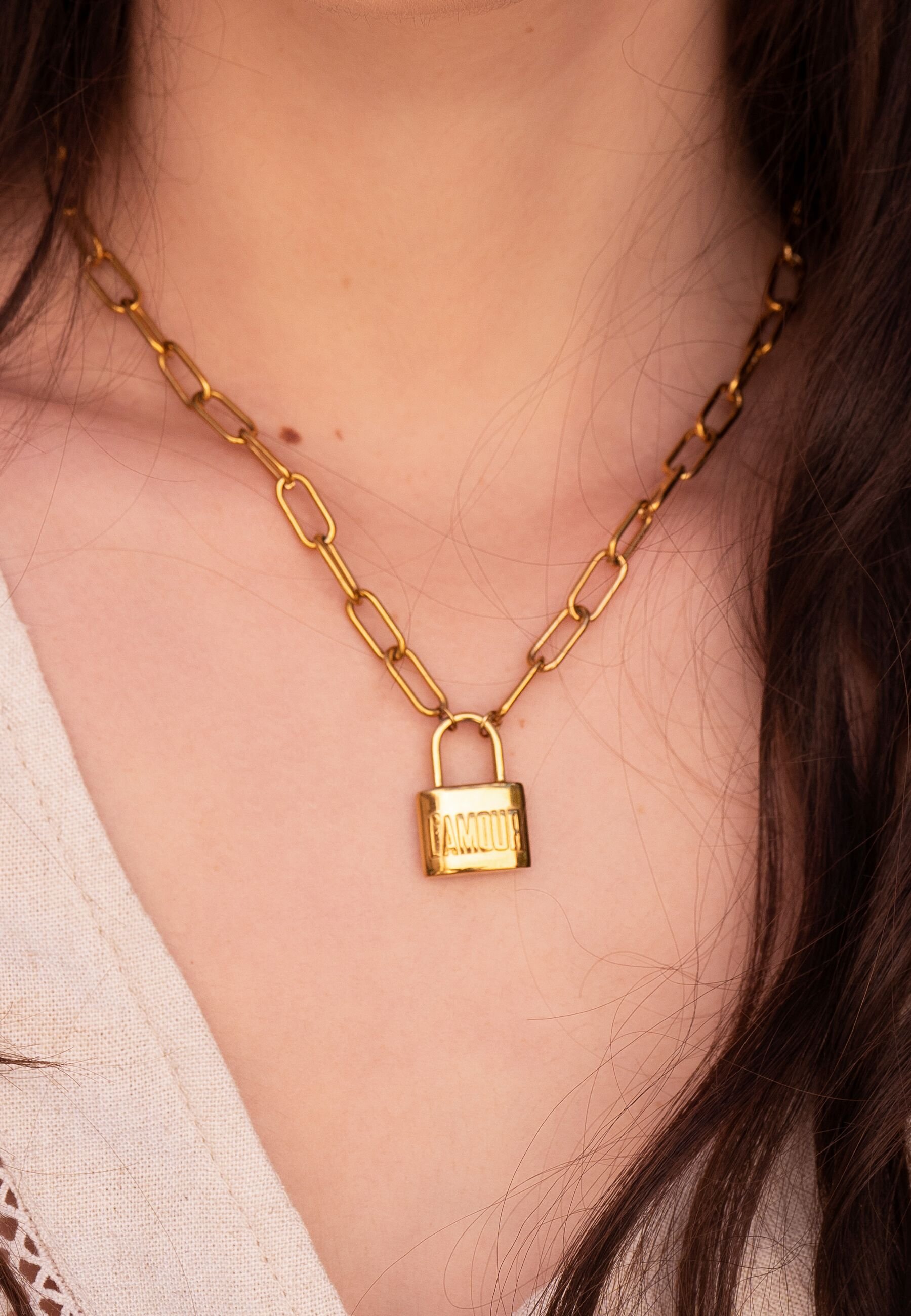 My Jewellery LINK LOVE LOCK Halskette gold coloured goldfarben Zalando
