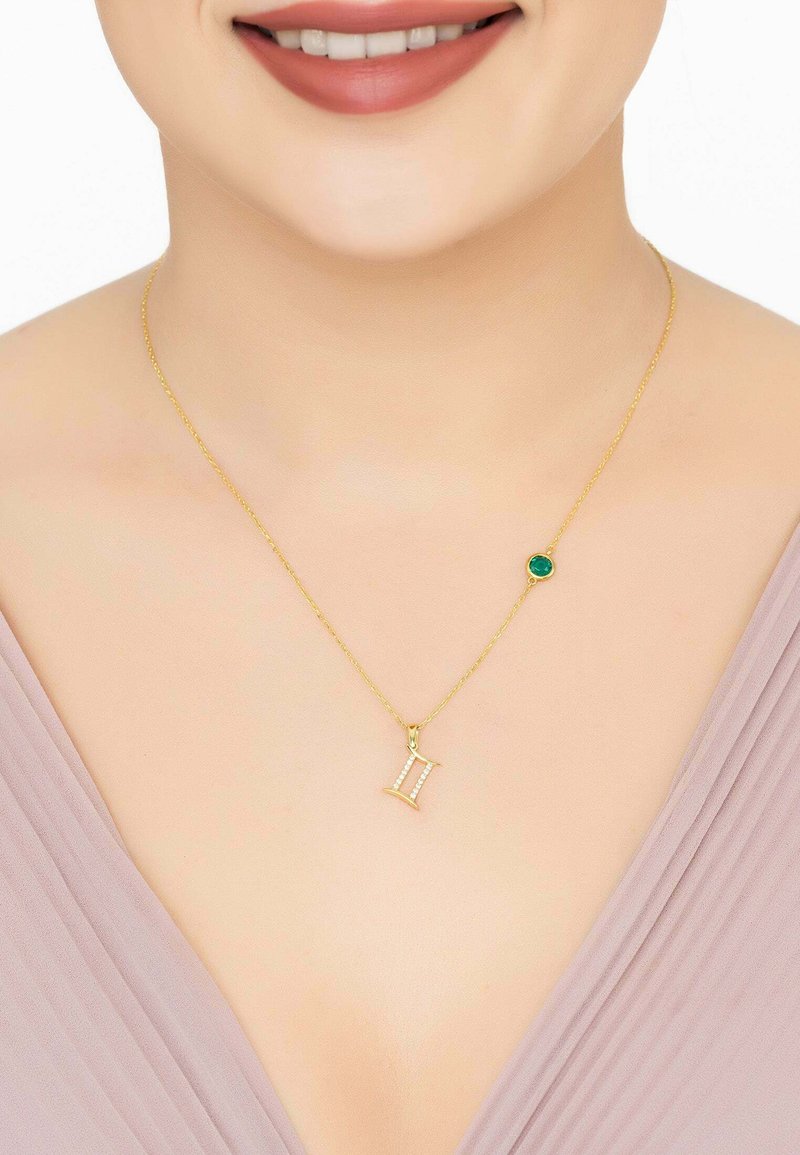 Latelita ZODIAC BIRTHSTONE GEMINI EMERALD - Necklace - white/gold ...