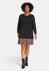 Samoon MIT LEOMUSTER-SAUM - Vestido de punto - black/negro - Zalando.es