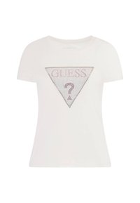 Guess STRETCH LOGO TRIANGOLO CON STRASS - T-shirt print - bianco/wit ...