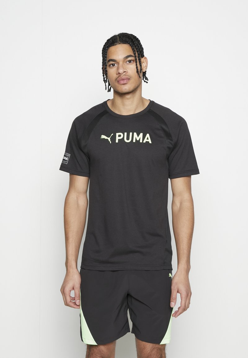 Puma FIT ULTRABREATHE TRIBLEND - Sports T-shirt - black/fizzy lime ...