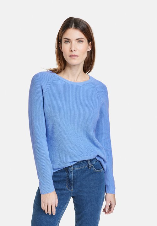 Taifun LANGARM RUNDHALS BASIC - Strickpullover - clear sky gemustert ...