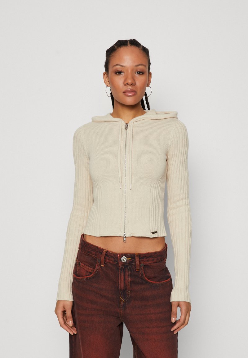 BDG Urban Outfitters HOODED ZIP - Cardigan - light sand/stengrå ...