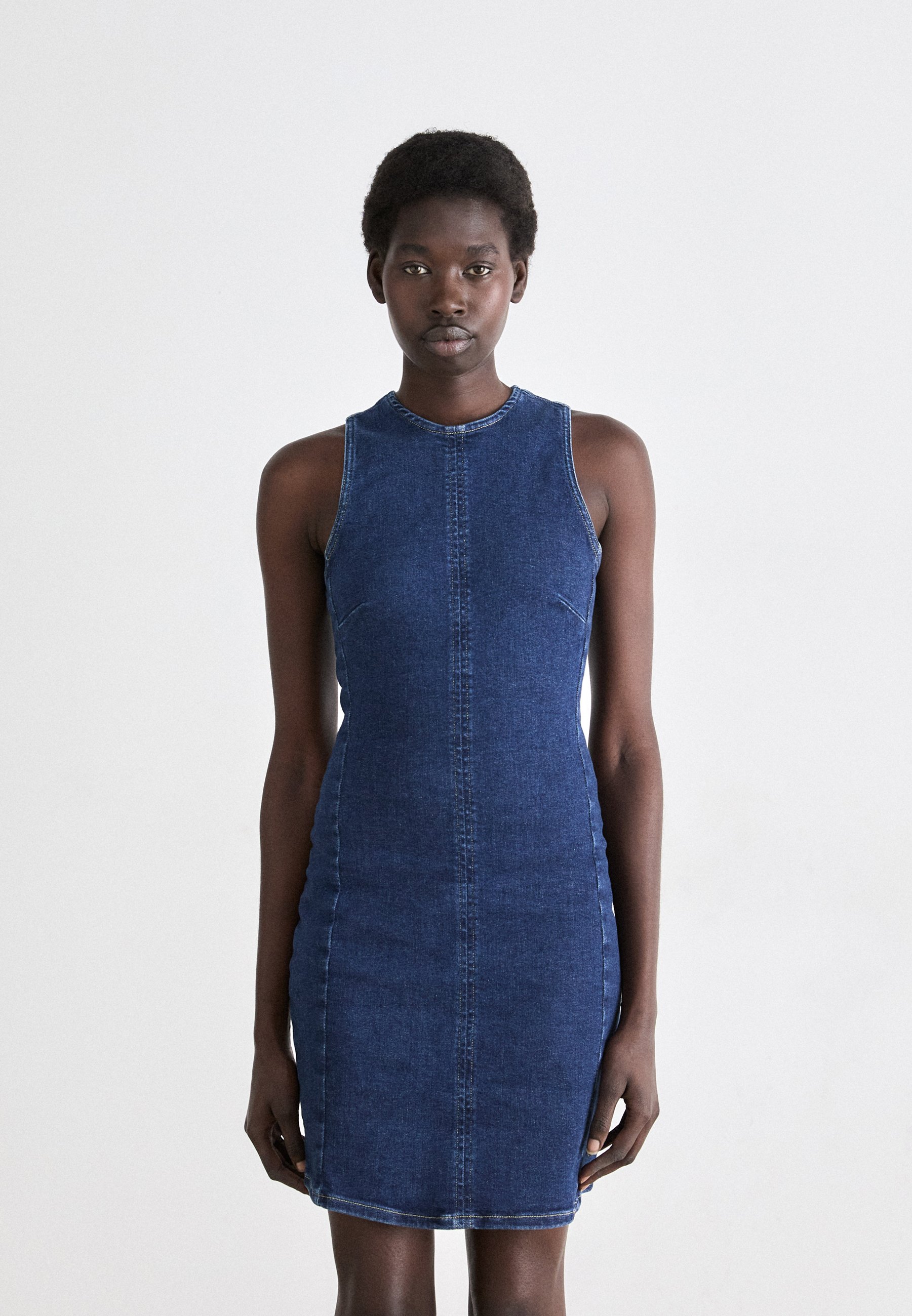 Calvin Klein Jeans MINI COLUMN DRESS Denim dress denim dark dark blue denim Zalando