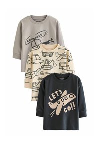 Next TRANSPORT 3 PACK - REGULAR FIT - Longsleeve - black grey/zwart ...