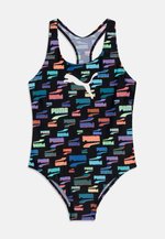 Puma GIRLS LOGO PRINT RACERBACK SWIMSUIT - Baddräkt - black combo/svart ...