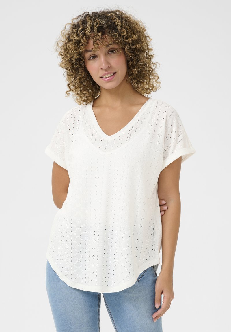 Cream Print T-shirt - snow white/white - Zalando.ie