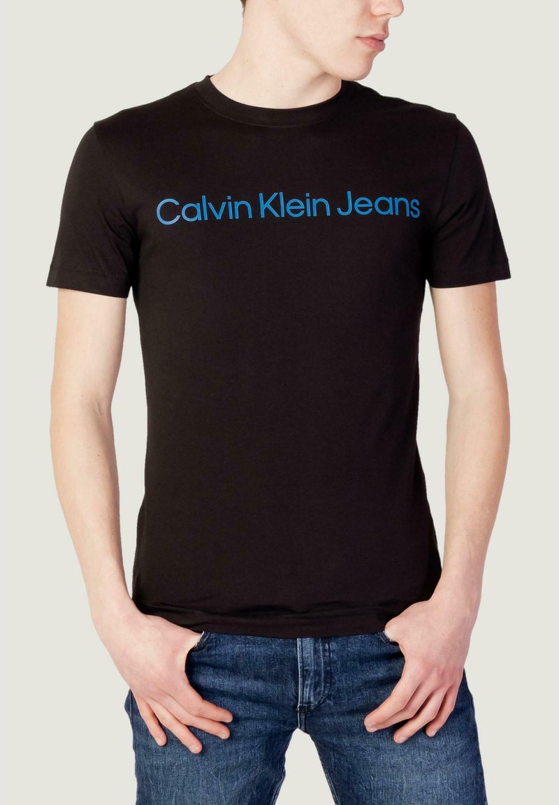 Calvin Klein Jeans Institutional Logo T Shirt Print Black Schwarz