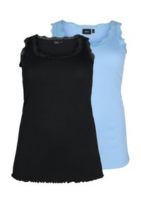 Zizzi 2-PACK WITH TRIM - Top - black bel air blue/dunkelblau - Zalando.de