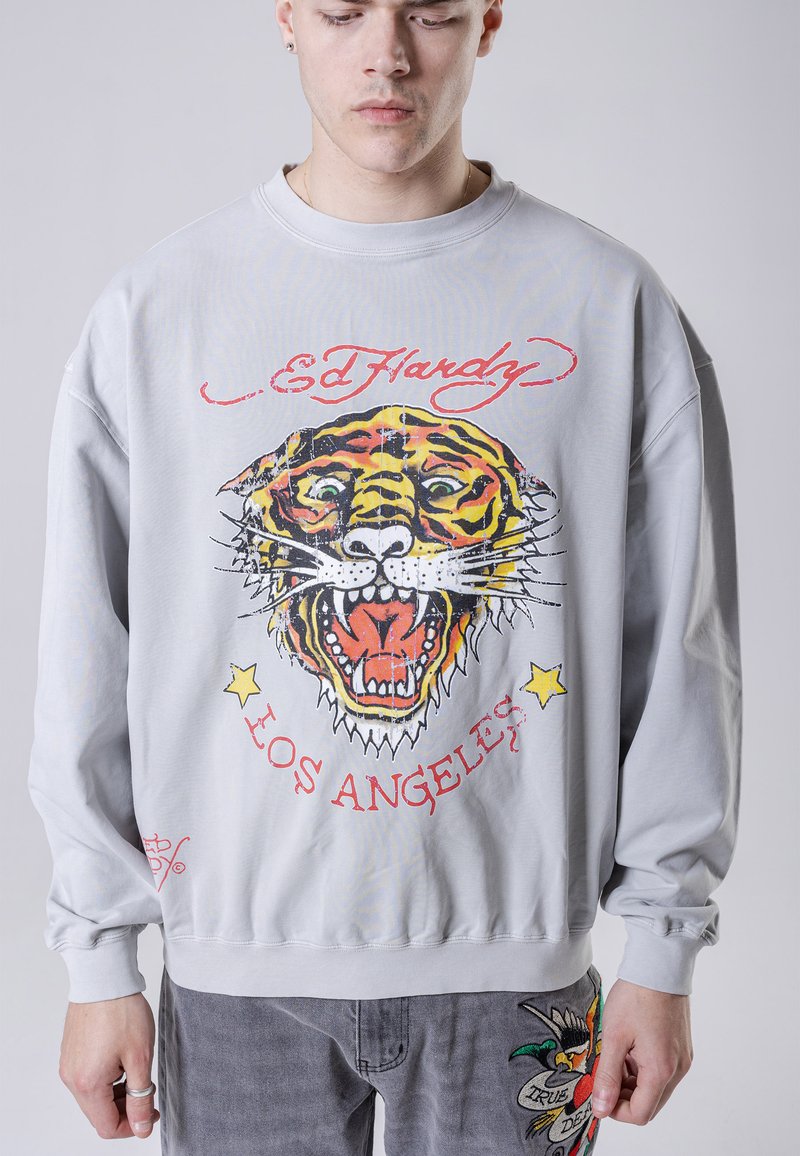 Ed Hardy TIGER-VINTAGE - Sweatshirt - washed grey/grau - Zalando.at