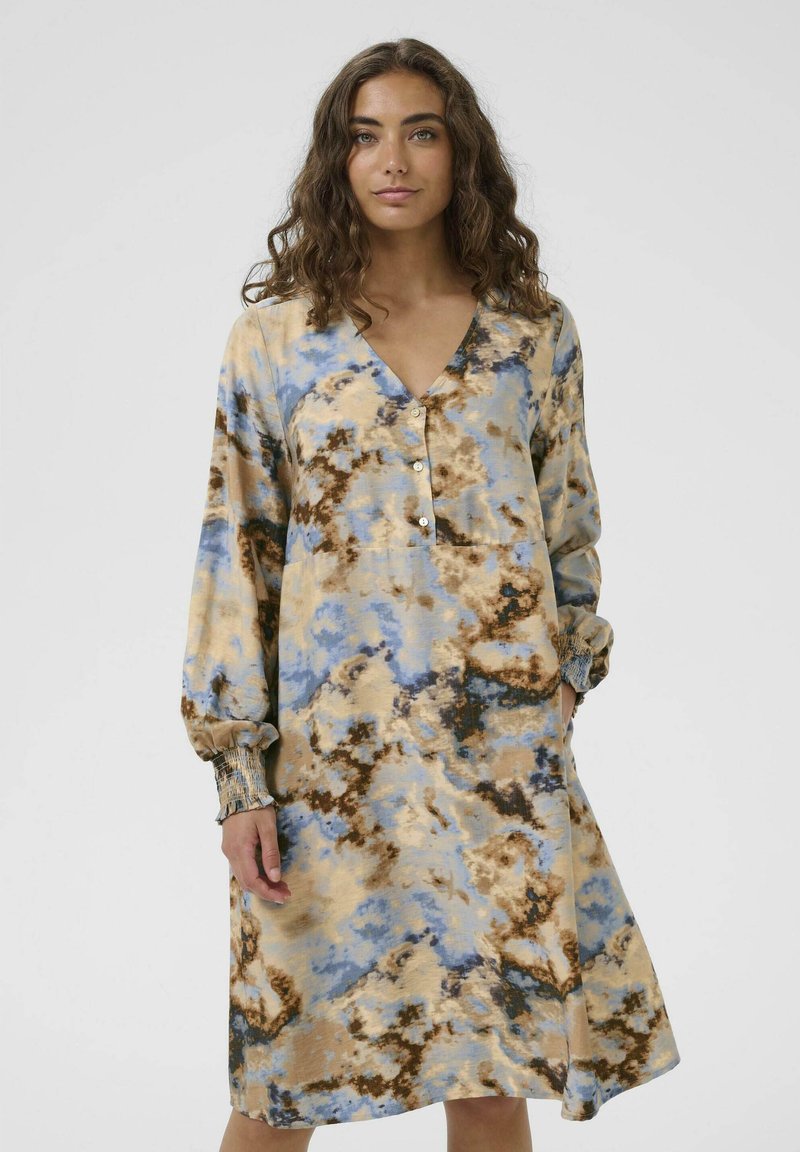 Culture Vapaa-ajan mekko - brown blue splash/beige - Zalando.fi