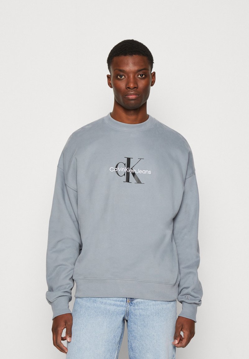 Calvin Klein Jeans Monologo Oversized Crew Neck Sweatshirt Overcast