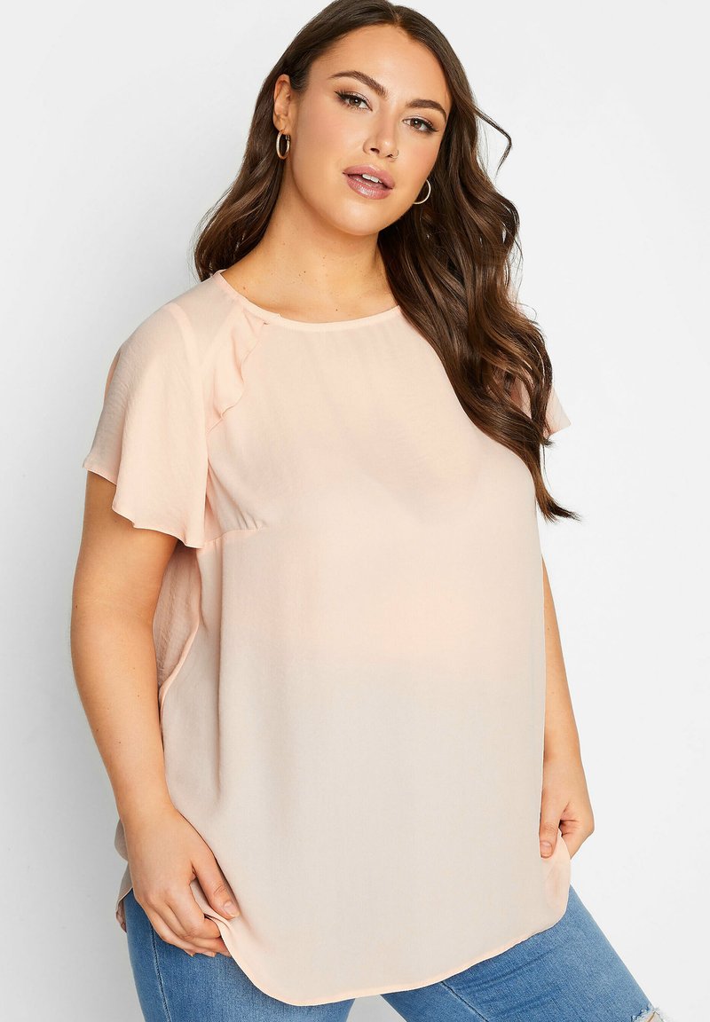 Yours Clothing FRILL SHORT SLEEVE - Bluse - pink - Zalando.dk