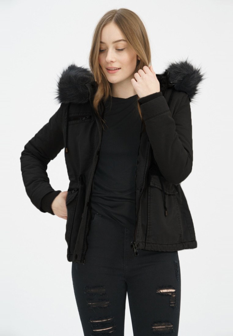 Trueprodigy MIT KUNSTFELLBESATZ AN DER KAPUZE - Winter jacket - black ...