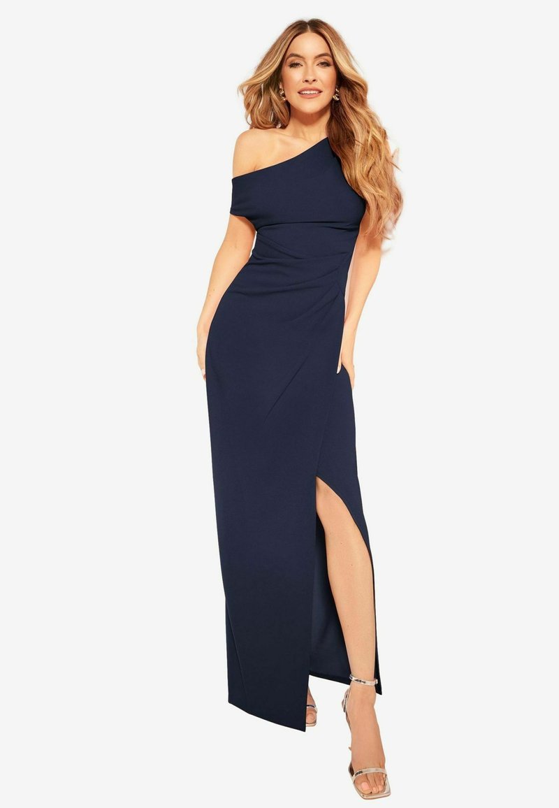Lipsy OFF THE SHOULDER GATHERED WAIST - Maxi dress - navy blue/blue ...