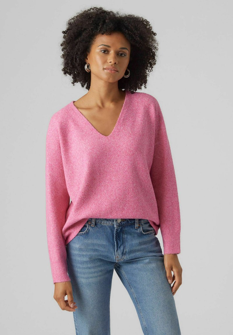 Vero Moda VMDOFFY LS V-NECK GA BOO - Strickpullover - fuchsia purple ...