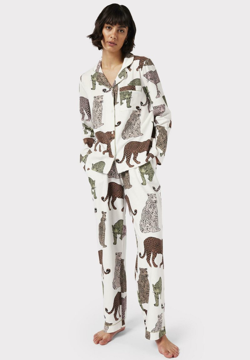 Chelsea Peers LEOPARD PRINT - Pyjama set - off white/off-white - Zalando.ie