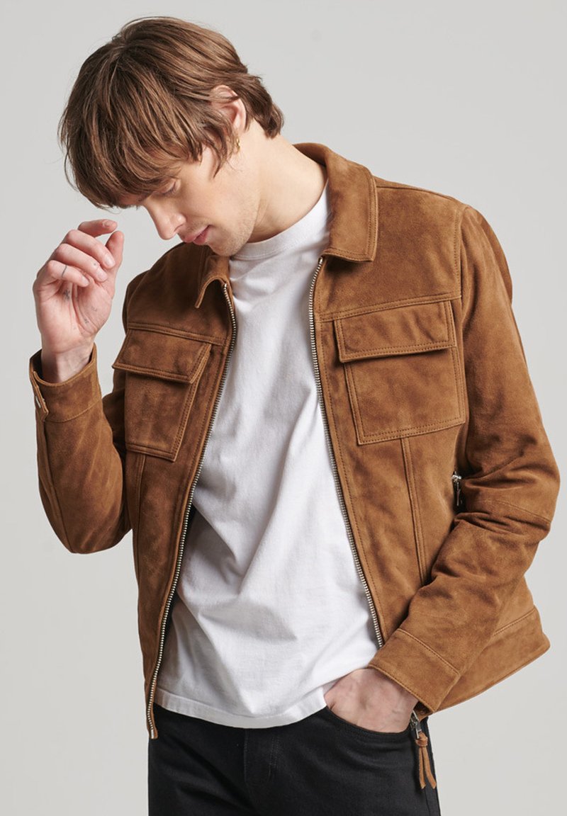Superdry Faux leather jacket - tobacco brown/brown - Zalando.ie
