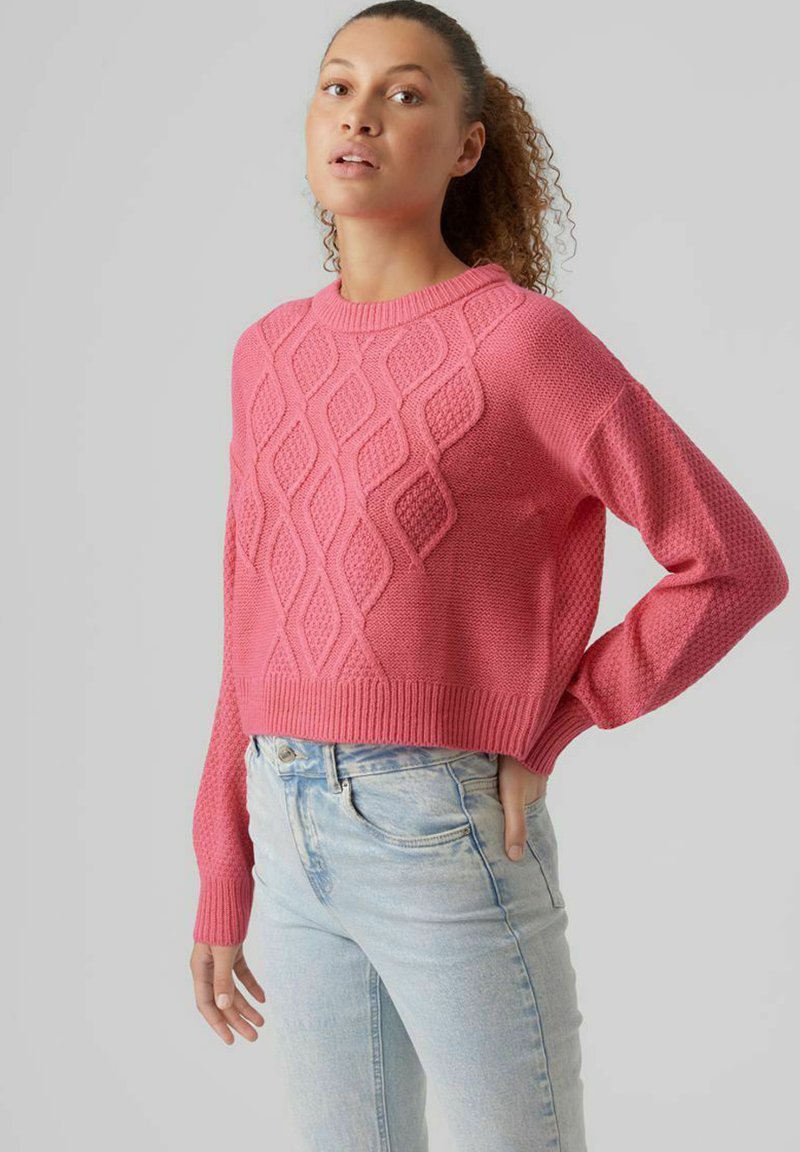 Vero Moda VMMALVA LS O-NECK - Strickpullover - hot pink/pink - Zalando.de