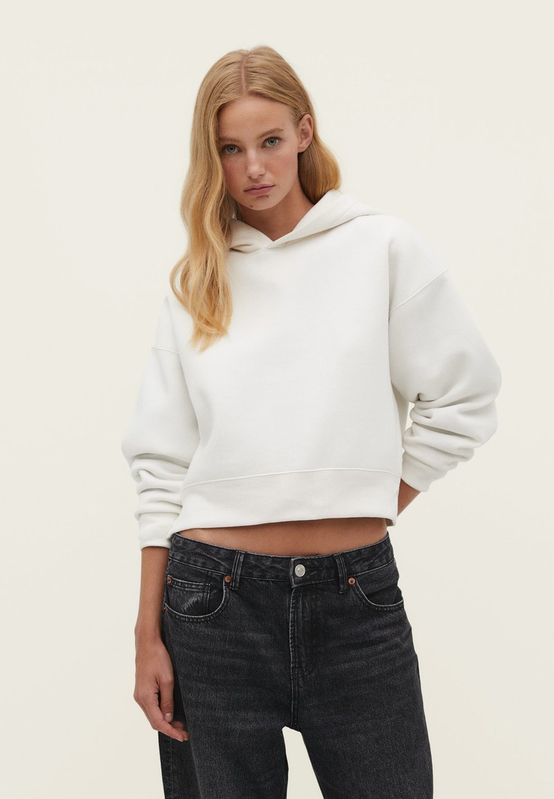Stradivarius CROPPED - Kapuzenpullover - off white/offwhite - Zalando.de