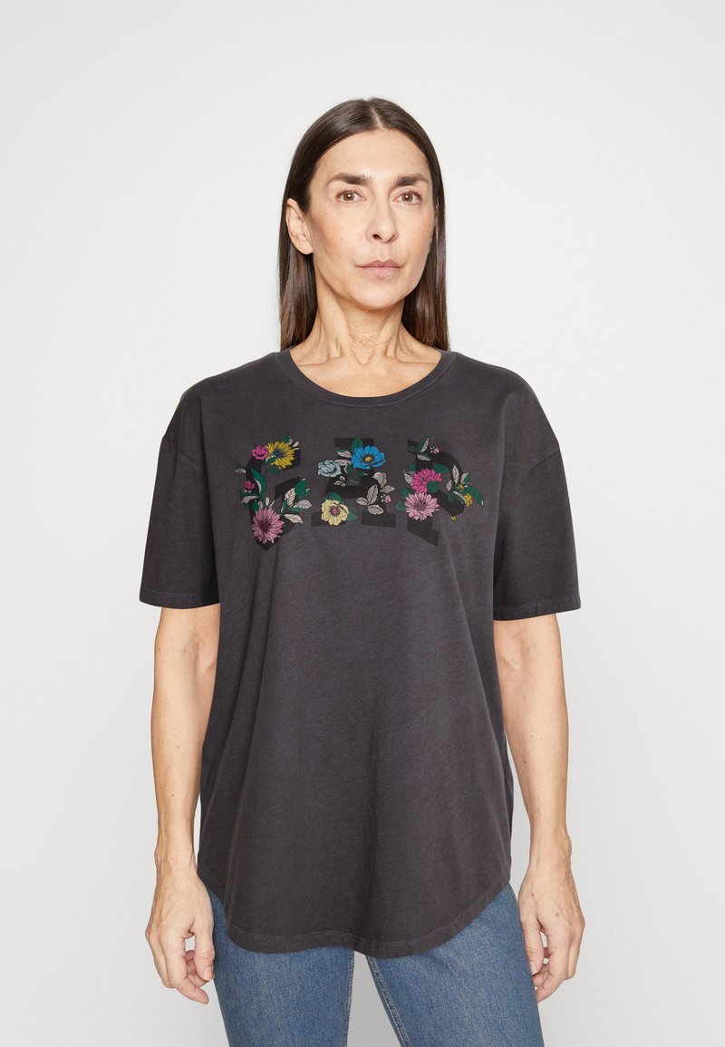 Gap Logo Tee T Shirt Print Moonless Night Schwarz Zalando At