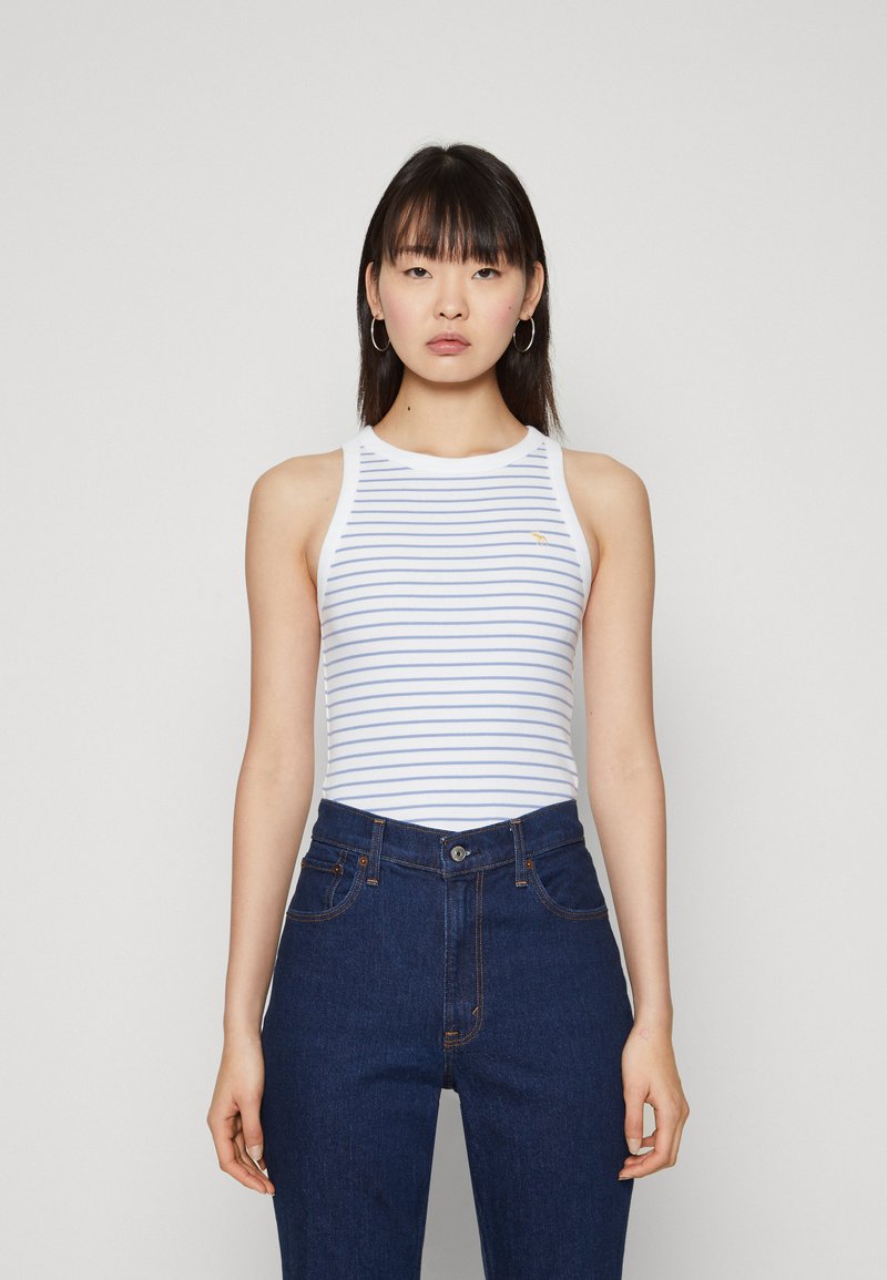 Abercrombie & Fitch BARE ICON SCOOP NECK TANK - Top - white/blue/schwarz - Zalando.at