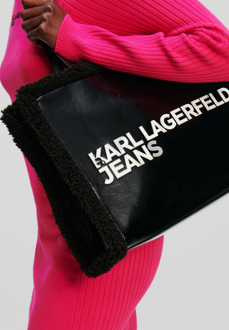 Karl Lagerfeld Jeans BOX LOGO SHEARLING - Cabas - black/noir - ZALANDO.FR