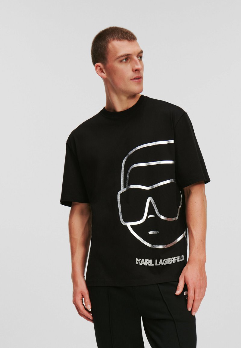 KARL LAGERFELD IKON BIG OUTLINE - Print T-shirt - black - Zalando