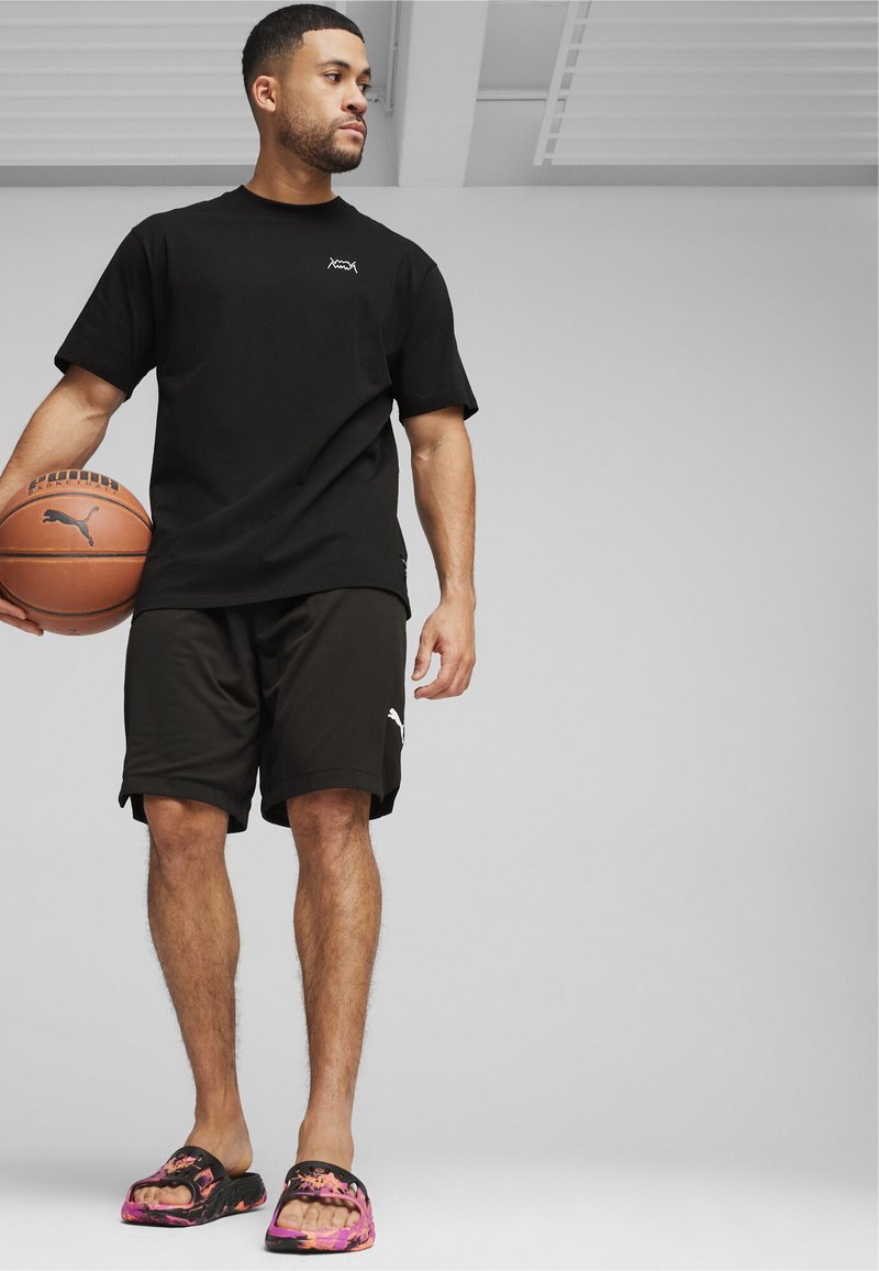 Puma Pool slides - black deep orchid fluro peach pes/black - Zalando.de