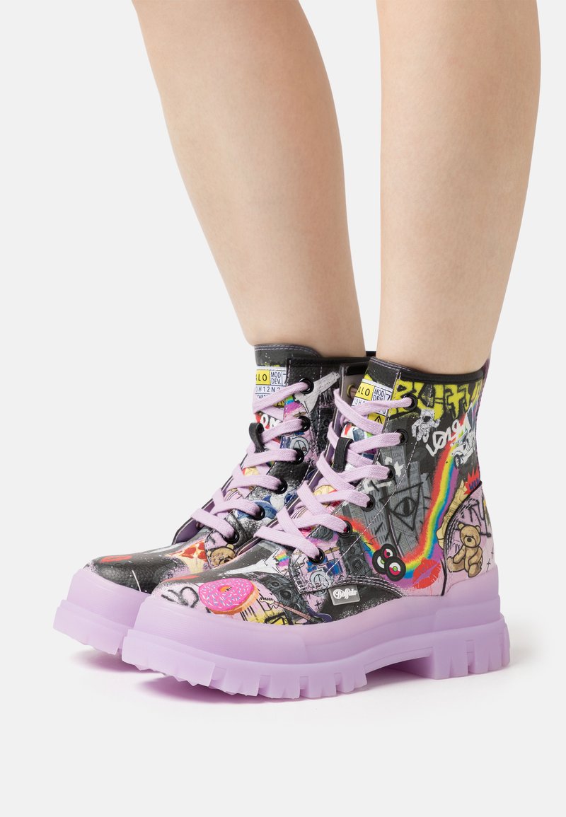 Buffalo ASPHA - Plateaustøvletter - purple/black graffit/lilla - Zalando.dk