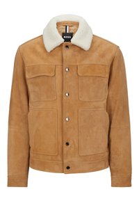 BOSS MAHDI - Leather jacket - medium beige/beige - Zalando.ie