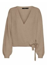 Vero Moda VMRUBELLEFILE WRAP CARDIGAN - Cardigan - silver mink/beige ...
