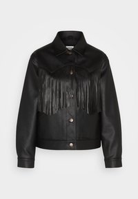 Wrangler WILD FRINGE JACKET - Bunda z nepravej kože - black/čierny ...