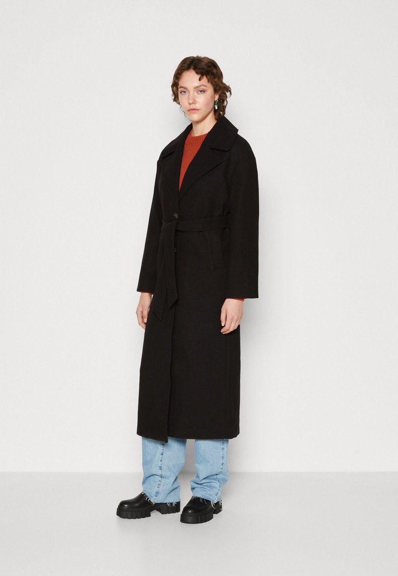 YAS YASEMMA LONG BUTTON COAT - Klasikinis paltas - black/juoda - Zalando.lt